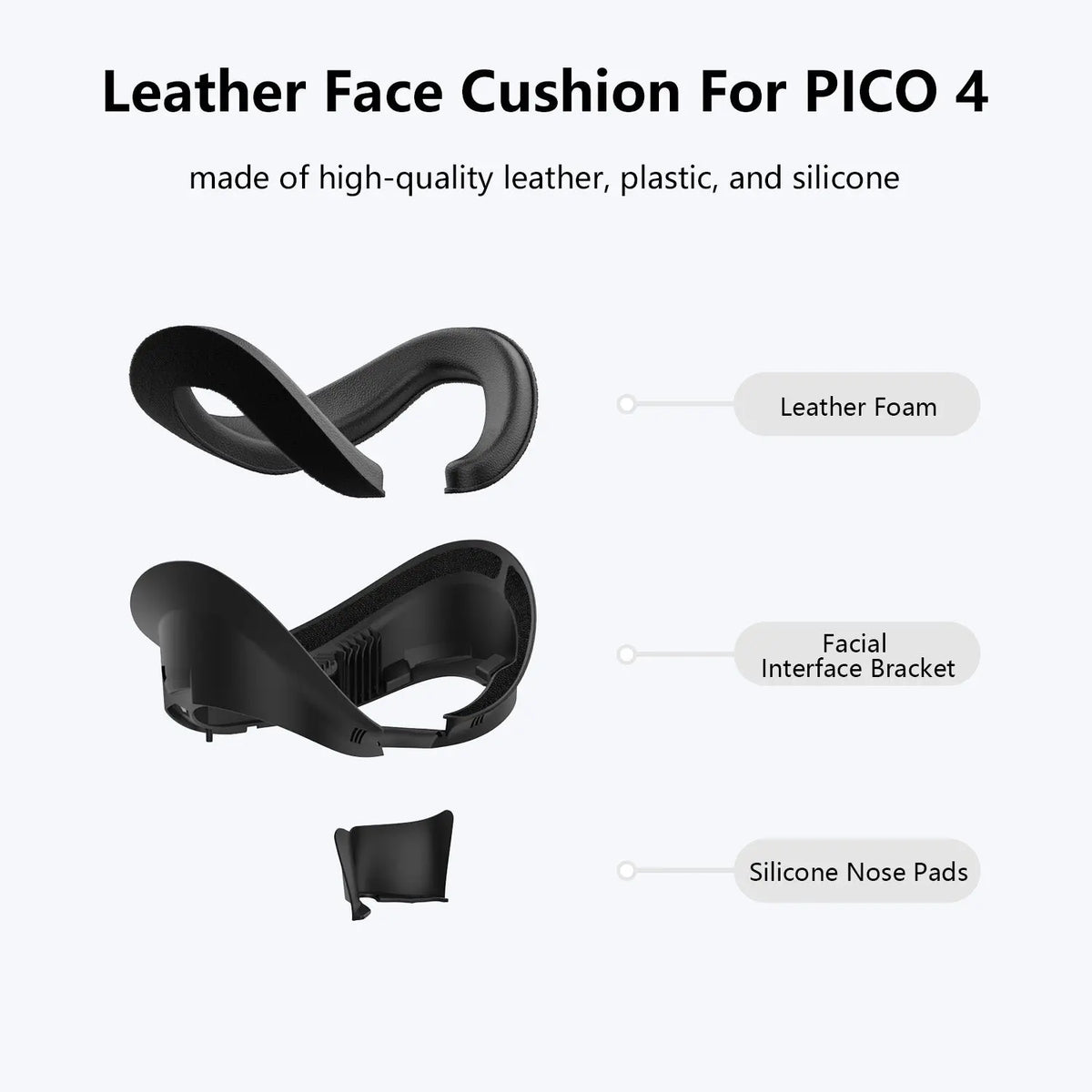 AMVR PU Leather Face Cover for PICO 4 (3-in-1) - Basic Gear