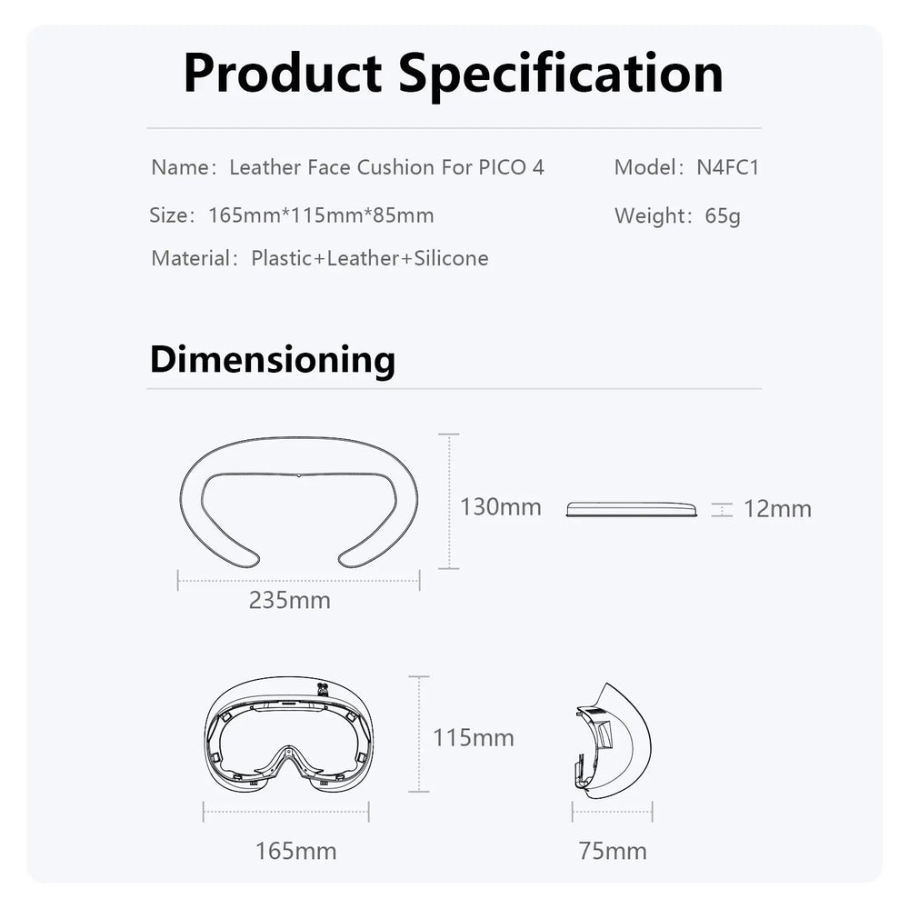 AMVR PU Leather Face Cover for PICO 4 (3-in-1) - Basic Gear
