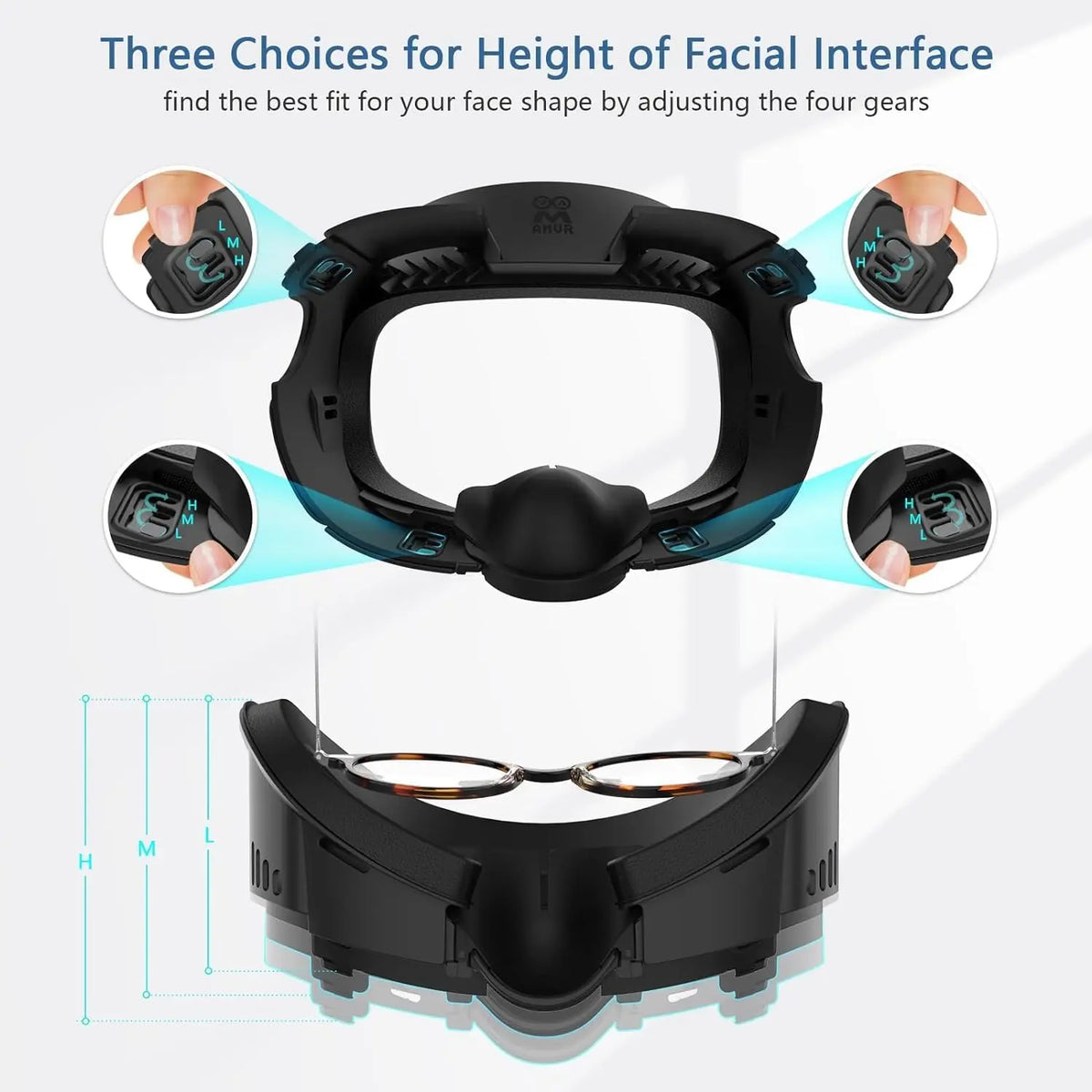 AMVR Upgraded 3-in-1 PU Leather Facial Interface for Meta Quest 3 （v2）