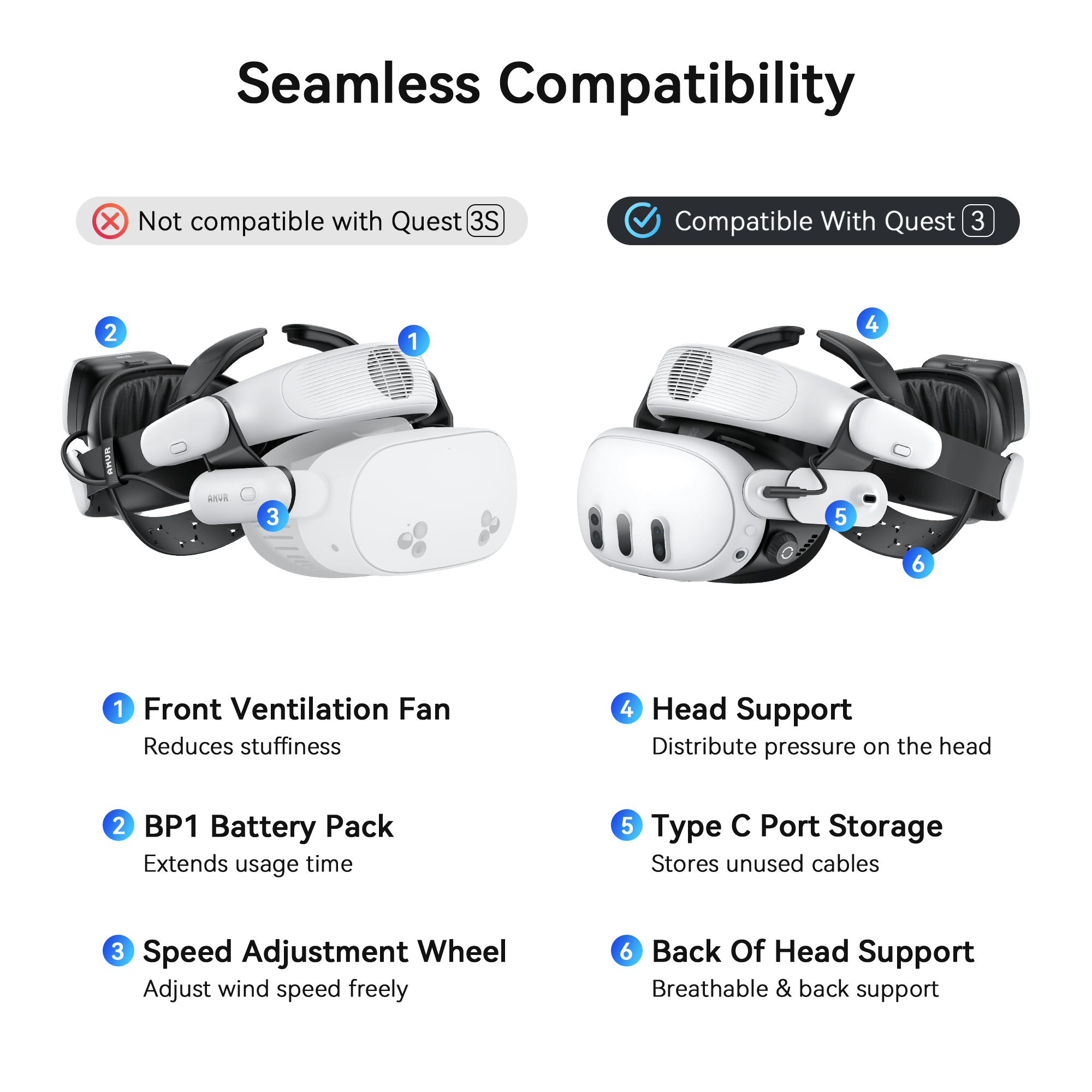 BS1 Battery Strap for Meta Quest 3&3S