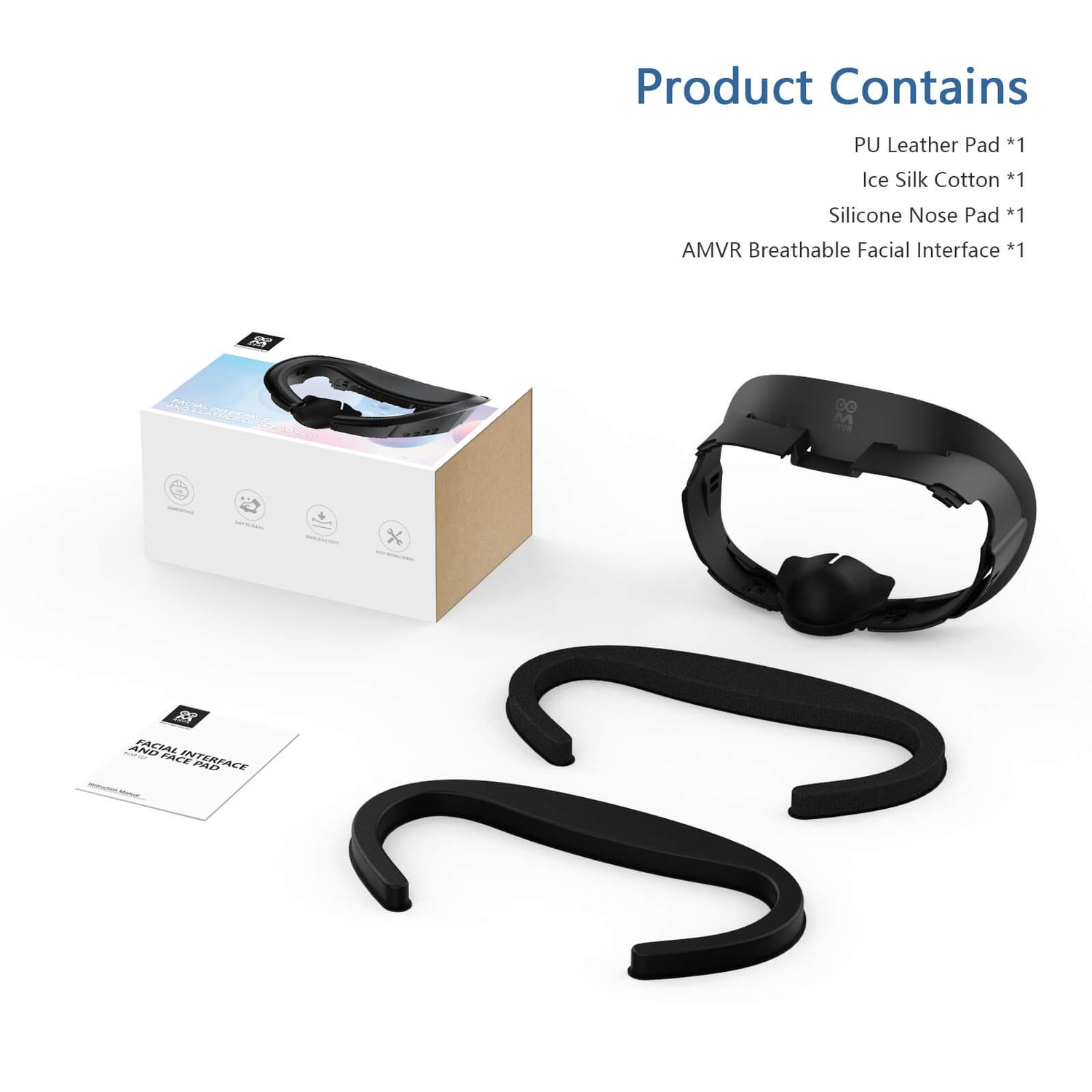 AMVR Upgraded 3in1 PU Leather Facial Interface for Meta Quest 3 （v2）